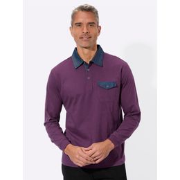 CLASSIC Herren Poloshirt "Langarm-Poloshirt", lila, Gr. 44, unifarben, 100% Baumwolle, Shirts