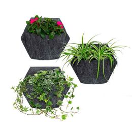 Tchibo - 3 Wandpflanzt&ouml;pfe mit Textilbezug - 20x8x11cm - grau -