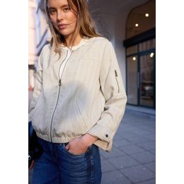 Damen Blouson, beige, Gr. 46, STREET ONE STUDIO, gestreift, Stoff, Obermaterial: 84% Viskose, 10% Polyamid, 6% Polyester. Futter: 100% Polyester,