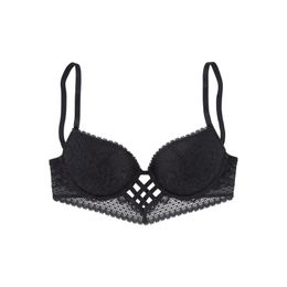 Lascana Damen Push-up-BH, Gr. 80, schwarz, Spitze, Obermaterial: 90% Polyamid, 10% Elasthan, BHs, mit entz&uuml;ckender Flechtoptik, sexy Dessous