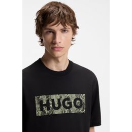 Hugo Herren T-Shirt "Nerpient", schwarz, Gr. L, unifarben, Single Jersey, Obermaterial: 100% Baumwolle, Shirts, Rundhalsausschnitt, Regular Fit,