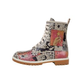 DOGO Damen Schn&uuml;rboots "Long Boots Schn&uuml;rstiefel Star Girl Damen Stiefeletten, Longe", Gr. 38, bunt, Lederimitat, Schuhe, Handgefertigt