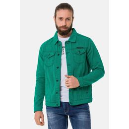 Cipo & Baxx CIPO & BAXX Herren Jeansjacke "CJ289", gr&uuml;n, Gr. M, unifarben, Stoff, 100% Baumwolle, Jacken, mit Knopfleiste