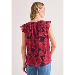 Street One Damen Blusentopsalsa rot, Gr. 44, gemustert, Stoff, Obermaterial: 100% Polyester. Futter: 100% Modal, Blusen, mit Chiffon-Layer