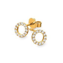 Tchibo - Gold-Ohrstecker Circle Zirkonia - wei&szlig;