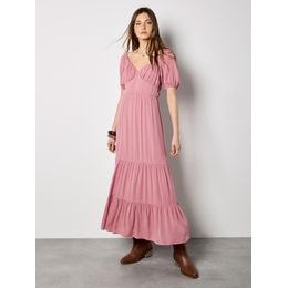Apricot Damen Maxikleid "Maxikleid mit Stufenrock", rosa, Gr. 34, gewebt, Obermaterial: 89% Viskose CV. 11% Lyocell CLY., Kleider, in Knitteroptik