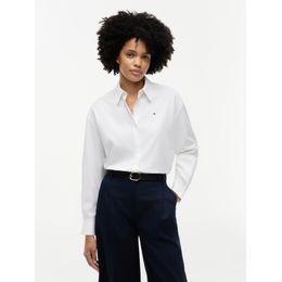 Tommy Hilfiger Damen Hemdbluse "SUMMER POPLIN LS BOXY SHIRT", wei&szlig;, Gr. 42, unifarben, Web, Obermaterial: 100% Baumwolle, Blusen, Baumwolle, Boxy Fit