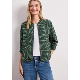 Street One Damen Blouson, gr&uuml;n, Gr. 34, gemustert, Stoff, 90% Polyester, 10% Elasthan, Jacken, aus softem Materialmix