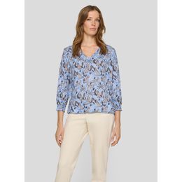 Rabe Damen V-Shirt, blau, Gr. 44, bedruckt, gemustert, Jersey, Obermaterial: 50% Baumwolle, 50% Viskose, Shirts, mit grafischem Muster und 3/4 -Arm