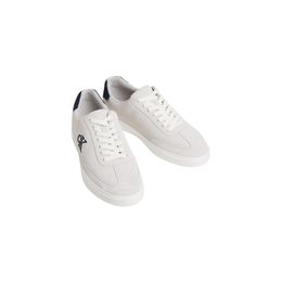 Calvin Klein Herren Sneaker "LOW PROF CUPSOLE SU", Gr. 44, wei&szlig;, Veloursleder, unifarben mit Farbeinsatz, Schuhe, Schn&uuml;rschuh, Halbschuh,