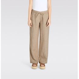 MAC Damen Leinenhose "CHIARA BELT", beige, Gr. 40, Obermaterial: 100% Leinen, Hosen, Sommerhose Wide Fit, mit geradem, weitem Bein