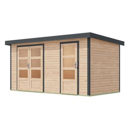 Karibu Ger&auml;tehaus &raquo;Mars&laquo; mit 2 R&auml;umen und Metalldach - 400,5x213,5x209cm - anthrazit -