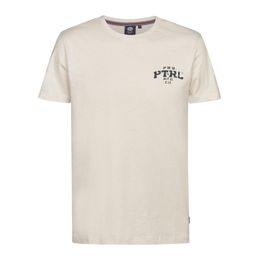 Herren T-Shirt "Men T-Shirt Claic Print", beige, Gr. XL, PETROL INDUSTRIES, unifarben, Jersey, Obermaterial: 100% Baumwolle, Shirts, mit Logo Print