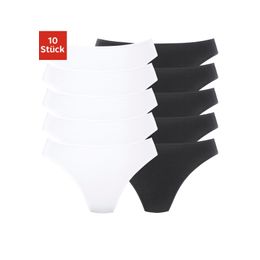 Damen String, PETITE FLEUR BY LASCANA, Gr. 32, schwarz-wei&szlig;, Single Jersey, Obermaterial: 95% Baumwolle, 5% Elasthan, unifarben, Unterhosen, aus