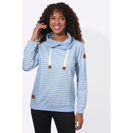 Casual Looks Damen Sweatshirt, blau, Gr. 36, gemustert, gestreift, 50% Baumwolle, 50% Polyester, Sweatshirts