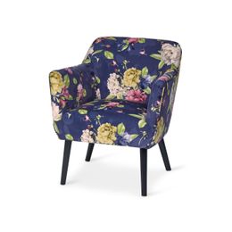 Tchibo - Sessel mit Blumenprint - 68x73x81cm - dunkelblau -