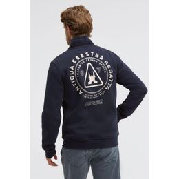 Gaastra Herren Sweatjacke, blau, Gr. L, bedruckt, bestickt, Material: 72% Baumwolle, 28% Polyester, Sweatjacken, mit Stehkragen