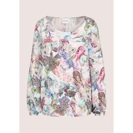Madeleine Mode MADELEINE Damen Langarmbluse "Bluse Viskose-Bluse mit Langarm, Print", wei&szlig;, Modern, Gr. 42, Obermaterial: 100% Viskose CV., Blusen