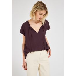 Damen Kurzarmbluse, lila, Gr. 44, STREET ONE STUDIO, unifarben, Stoff, 100% Viskose, Blusen, aus softer Viskose