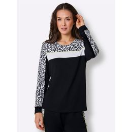Damen Langarmshirt "Shirt", CREATION L PREMIUM, Gr. 48, schwarz-wei&szlig;, 48% Baumwolle, 48% Modal, 4% Elasthan, gemustert, Shirts