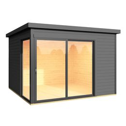 Weka Design-Wochenendhaus mit Fenster-Front - 319,5x319,5x239cm - hellgrau -