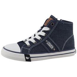 Mustang Shoes M&auml;dchen Sneaker "Gaspare", Gr. 34, blau, Baumwolle, Schuhe, Freizeitschuh, Schn&uuml;rboots, High Top-Sneaker mit Nieten