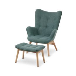 Tchibo - Sessel mit Fu&szlig;hocker - 71x82x98cm - braun -