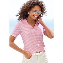 Damen Poloshirt "aus strukturierter Strickqualit&auml;t", rosa, Gr. 32, VIVANCE BY LASCANA, gemustert, Strick, Obermaterial: 75% Baumwolle, 25% Polyester,