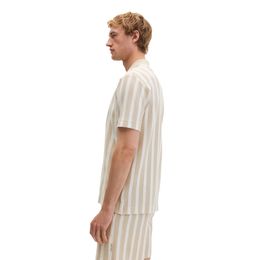 Marc O'Polo MARC O'POLO Herren Kurzarmhemd "mit Farb-und Struktur-Streifen", beige, Gr. XXXL, gestreift, Obermaterial: 100% Baumwolle, Hemden