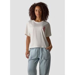 Lecomte Damen Print-Shirt "T-Shirt", wei&szlig;, Gr. 44, unifarben, 100% Baumwolle, Shirts