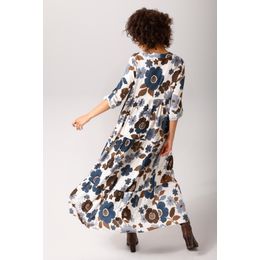 Aniston CASUAL Damen Maxikleidwollwei&szlig;, marine, braun, rauchblau, dunkelbraun, Gr. 36, bedruckt, gebl&uuml;mt, Web, Obermaterial: 100% Viskose, Kleider,