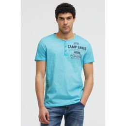 CAMP DAVID Herren Henleyshirt, blau, Gr. 4XL, bedruckt, Single Jersey, Material: 100% Baumwolle, Shirts, aus Baumwolle