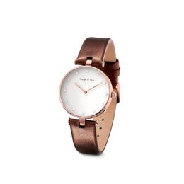 Tchibo - Damenuhr mit Lederarmband - wei&szlig;