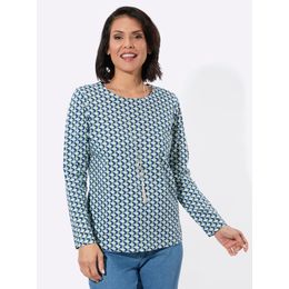 Casual Looks Damen Print-Shirt "Druck-Shirt"dunkelblau, eucalyptus, bedruckt, Gr. 40, gemustert, mehrfarbig, 100% Baumwolle, Shirts