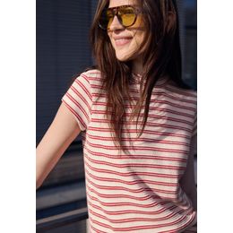 Damen T-Shirt, rot, Gr. 44, STREET ONE STUDIO, gestreift, Web, 85% Baumwolle, 15% Polyester, Shirts, im soften Baumwoll-Mix