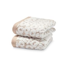 Tchibo - 2 Premium-Jacquard-G&auml;stehandt&uuml;cher im Leo-Dessin - beige