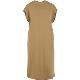 Urban Classics Damen Shirtkleid "Urban Classics Ladies Light Terry Dress", beige, Gr. XS, unifarben, 100% Baumwolle, Kleider