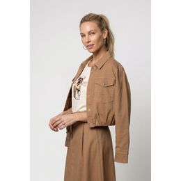 monari Damen Kurzjacke "Jacke Lyocellmix"hellbraun, Gr. 34, unifarben, Web, Obermaterial: 58% Lyocell, 39% Baumwolle, 3% Elasthan. Futter: 100%