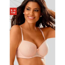 Lascana Damen Schalen-BH, Gr. 90, beige, Microtouch, Obermaterial: 86% Polyamid, 14% Elasthan, BHs, mit B&uuml;gel und graphischer Spitze, Dessous