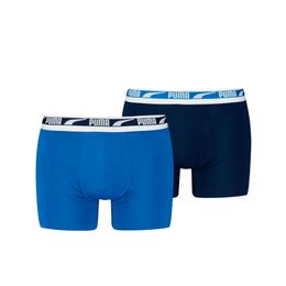 Puma Herren Boxershorts "Puma MEN EVERYDAY MULTI LOGO BOXERS 2P", Gr. M, blau, Single Jersey, Obermaterial: 95% Baumwolle, 5% Elasthan, Unterhosen,