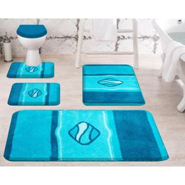 Badematte Grund, H:24mm, blau, Polyacryl, Badematten, "Jewel", besonders dichter Flor, Badematten mit Streifen