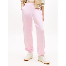 Tommy Jeans Damen Sweathose "TJW BADGE SWEATPANT", rosa, Gr. M, Web, Obermaterial: 100% Baumwolle, Hosen, Relaxed Fit mit Elastikbund am Bein