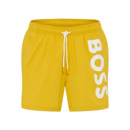 BOSS Herren Badeshorts "Octopus", gelb, Gr. XL, Web, Obermaterial: 100% Polyamid, Badehosen, Mit BOSS Logoschriftzug, elastischer Taillenbund mit