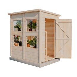 Tchibo - Anzucht-und-Ger&auml;tehaus mit Fensterfront - 210x100x210cm - naturfarben -