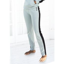 Damen Loungehose, BENCH. LOUNGEWEAR, Gr. 40, gr&uuml;n, Jersey, Obermaterial: 60% Baumwolle, 40% Polyester, bedruckt, unifarben mit Farbeinsatz, Hosen,