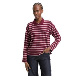 Damen Langarmshirt, rot, Gr. XL, Tom Tailor Denim, gestreift, Web, Obermaterial: 95% Baumwolle, 5% Elasthan, Shirts, mit Streifen Muster