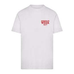 Mister Tee T-Shirt 'Perfect Week' Herren Gr&ouml;&szlig;e M rot / wei&szlig; / offwhite