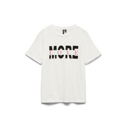 V&eacute;ro Moda VERO MODA Damen Kurzarmshirt "VMHEIDI PAULINA SS TOP BOX JRS"snow wei&szlig; print:more love, Gr. S, bedruckt, Jersey, Obermaterial: 100% Baumwolle,