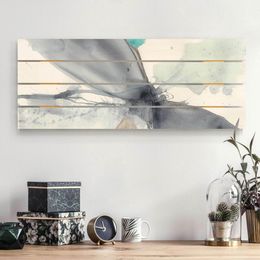 Bilderwelten Holzbild originell beige Abstrakt Aquarell - Libellentanz I - Deko Wohnzimmer Schlafzimmer