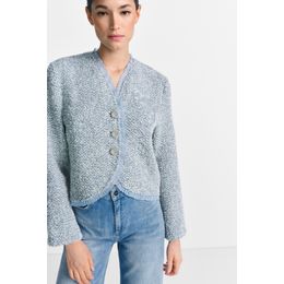 RICHROYAL Damen Strickjacke, blau, Gr. M, Web, Obermaterial: 60% Schurwolle, 13% Polyacryl, 10% Baumwolle, 10% Polyester, 5% Polyamid, 2% Seide,